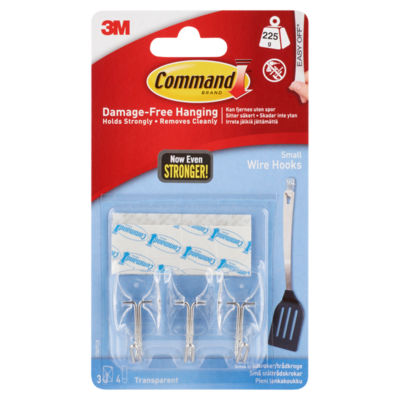 Command Clear Small Wire Hooks with Clear Strips (3 Hooks, 4 Strips ...