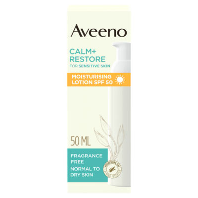 Aveeno Face CALM+RESTORE Moisturising Lotion SPF 50 50ml - ASDA Groceries