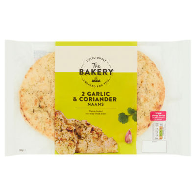 The BAKERY at ASDA The Bakery 2 Garlic & Coriander Naans 380g - ASDA ...