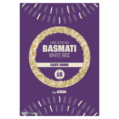 ASDA Boil in the Bag Basmati White Rice 4 x 125g (500g) - ASDA Groceries