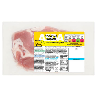 JUST ESSENTIALS by ASDA Cooking Bacon 500g - ASDA Groceries