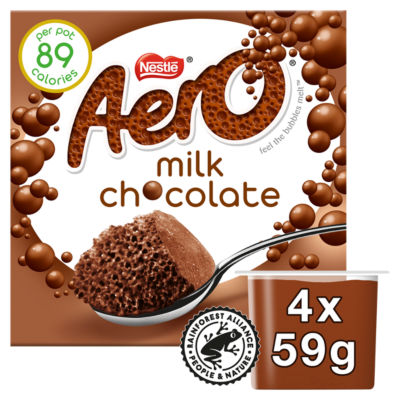 Aero Milk Chocolate Bubbly Mousse 4 x 59g (236g) - ASDA Groceries