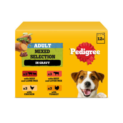 Pedigree ® Adult Wet Dog Food Mixed Selection in Gravy 12 x 100g Pouch ...