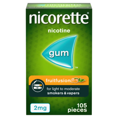 Nicorette Fruitfusion 2mg Gum 105 Pieces, Stop Smoking and Stop Vaping Aid. - ASDA Groceries