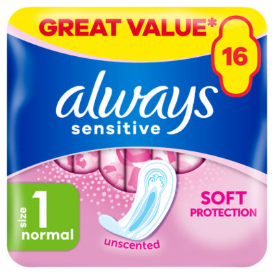 Always Sensitive Normal Ultra (Size 1) Sanitary Towels 16 Pads - ASDA ...