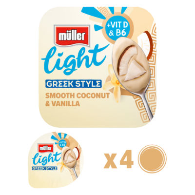 Muller Light Greek Style Coconut with Vanilla Yogurt 4 x 115g - ASDA ...