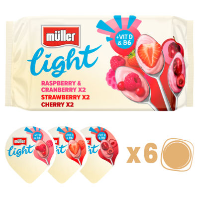 Muller Light Strawberry, Cherry, Raspberry and Cranberry Fat Free ...