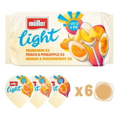 Muller Light Mandarin, Peach & Pineapple and Mango & Passionfruit Fat ...