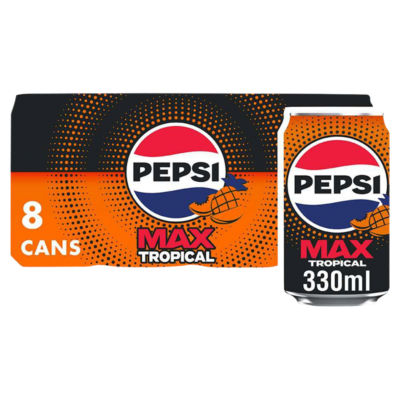 Pepsi Max Tropical Cans 8 x 330ml - ASDA Groceries