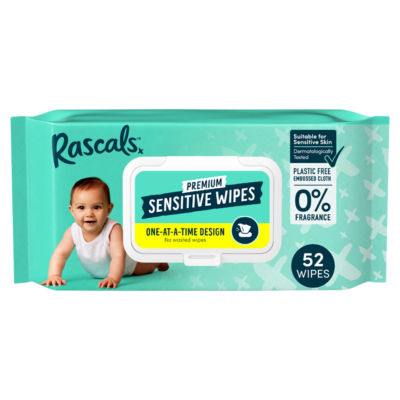 Rascals Premium Sensitive Wipes, 52 Count - ASDA Groceries