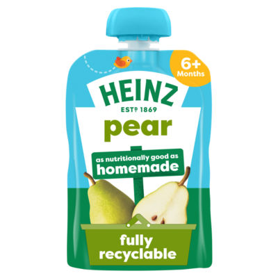Heinz By Nature Pear Baby Food Fruit Pouch 6+ Months 100g - ASDA Groceries