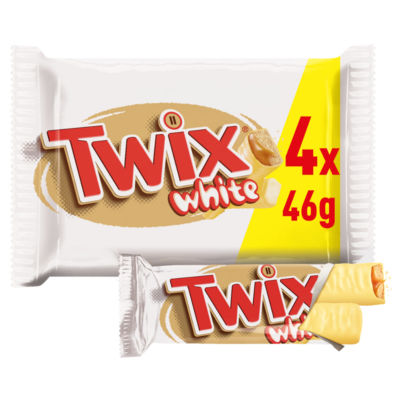 Twix Caramel & White Chocolate Fingers Biscuit Snack Bars Multipack ...