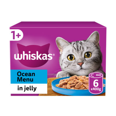Whiskas Ocean Menu Adult Wet Cat Food in Jelly Tin 6 x 400g - ASDA ...