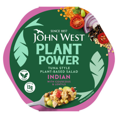 John West Plant Power Tuna Style Plant-Based Salad Indian with Couscous ...