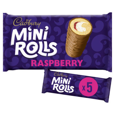 Cadbury Milk Chocolate Raspberry Mini Rolls Cakes 5 Pack - ASDA Groceries