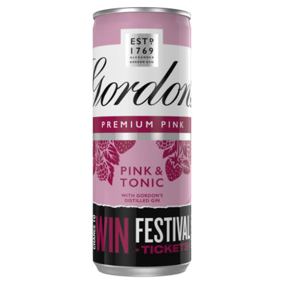 Gordon's Premium Pink Gin & Tonic 5% vol 250ml Can - ASDA Groceries