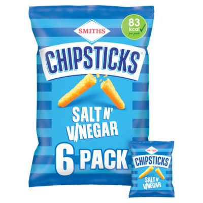 Smiths Chipsticks Salt & Vinegar Multipack Crisps 6 x 17g - ASDA Groceries