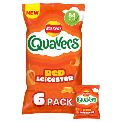 Walkers Quavers Red Leicester Cheese Multipack Crisps Snacks 6x16g ...