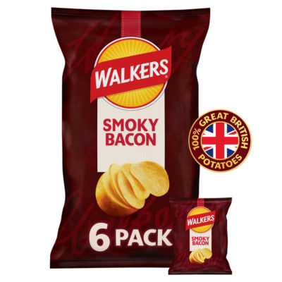 Walkers Smoky Bacon Multipack Crisps 6x25g - ASDA Groceries