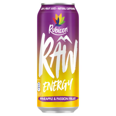 Rubicon Raw Energy Pineapple & Passion Fruit 500ml - ASDA Groceries