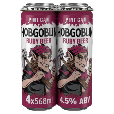 Hobgoblin Ruby Ale Beer 4 x 568ml Pint Cans - ASDA Groceries