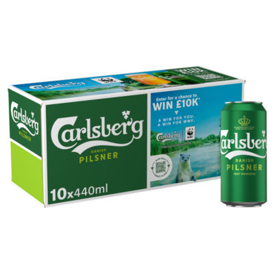 Carlsberg Danish Pilsner Lager Beer 10 x 440ml Can - ASDA Groceries