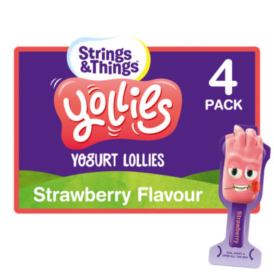Strings & Things Yollies Yogurt Lollies Strawberry Flavour 100g (4x25g ...