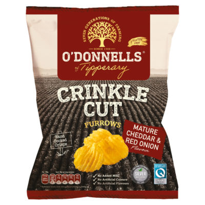 O'Donnells Crinkle Cut Furrows Mature Cheese & Red Onion Flavour 125g ...