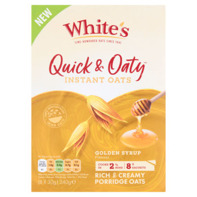 White's Quick & Oaty Instant Oats Golden Syrup Flavour 8 x 30g (240g ...