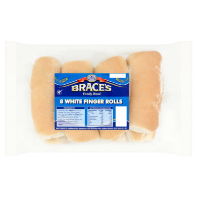 Brace's Family Bread 8 White Finger Rolls - ASDA Groceries