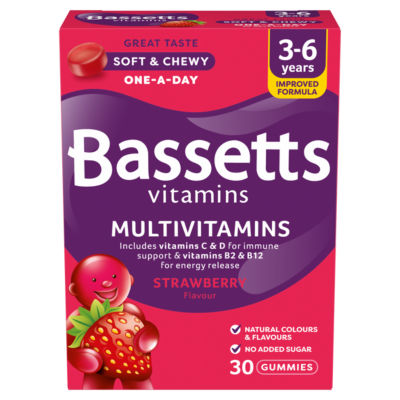 Bassetts Multivitamins Strawberry Flavour Gummies 3-6 Years - ASDA ...