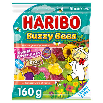 Haribo Buzzy Bees Fruit Flavour Jelly & Foam Sweets Sharing Bag 160g ...