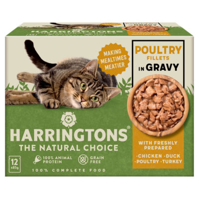 Harringtons Wet Cat Food Pouches Poultry in Gravy 12x85g - ASDA Groceries