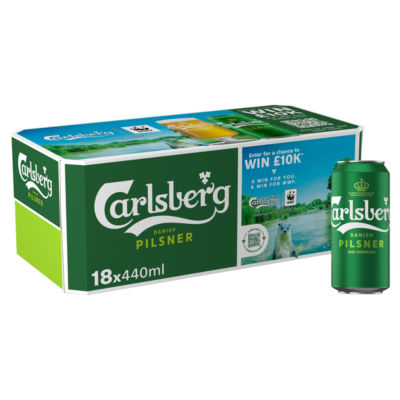 Carlsberg Danish Pilsner Lager Beer 18 x 440ml Can - ASDA Groceries