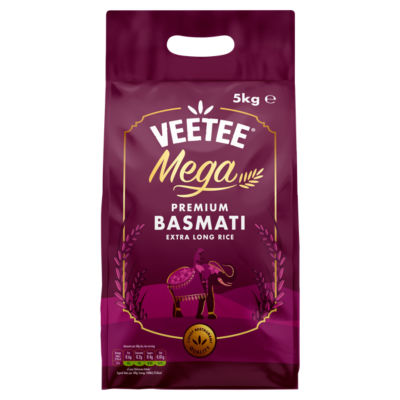 Veetee Mega Premium Basmati Extra Long Rice 5kg - ASDA Groceries