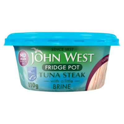John West No Drain Fridge Pot Tuna Steak with a Little Brine MSC 110g ...