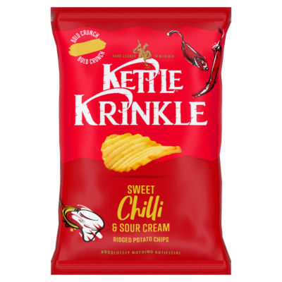 Kettle Krinkle Sweet Chilli & Sour Cream Ridged Potato Chips 130g ...