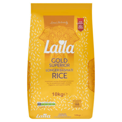 Laila Gold Longer Basmati Rice 10kg - ASDA Groceries