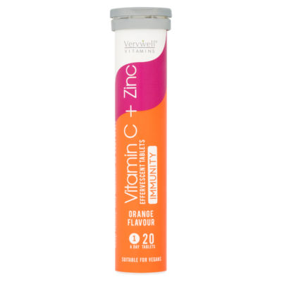 Verywell Vitamins Orange Flavour Vitamin C & Zinc 20 Effervescent ...