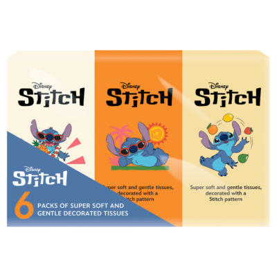 Disney Stitch 6 Packs of Super Soft and Gentle Decorated Tissues - ASDA ...
