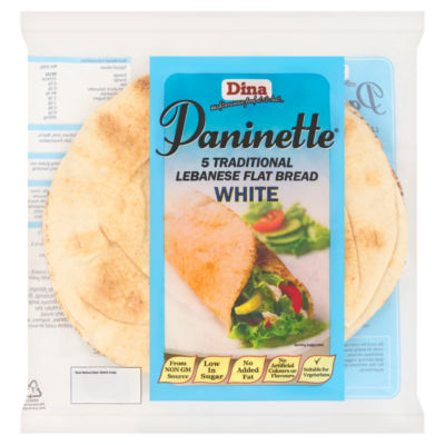 Dina 5 Paninette Traditional Lebanese Flat Bread White - ASDA Groceries