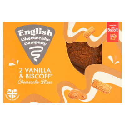 English Cheesecake Company 2 Vanilla & Biscoff Cheesecake Slices 180g ...