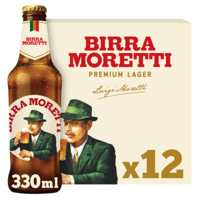Birra Moretti Birra Premium Beer Lager Bottles 12 x 330ml - ASDA Groceries