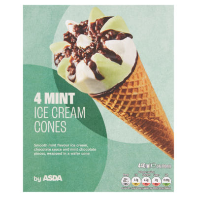 ASDA Mint Ice Cream Cones 4 x 110ml (440ml) - ASDA Groceries