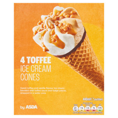 ASDA Toffee Ice Cream Cones 4 x 110ml (440ml) - ASDA Groceries