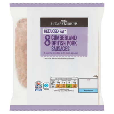 ASDA Butcher's Selection 8 Reduced Fat Cumberland Sausages - ASDA Groceries
