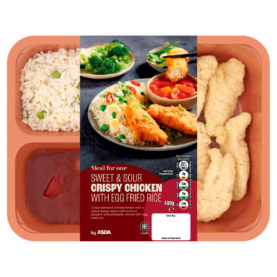 ASDA Meal for One Sweet & Sour Crispy Chicken with Egg Fried Rice 400g ...