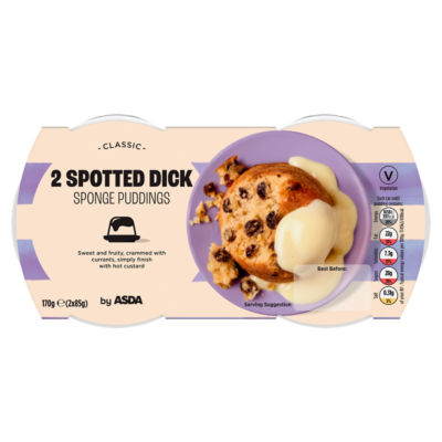 ASDA 2 Spotted Dick Sponge Puddings 2 x 85g (170g) - ASDA Groceries