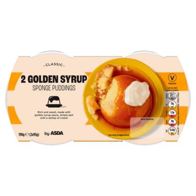 ASDA Classic Golden Syrup Sponge Puddings 2 x 95g (190g) - ASDA Groceries