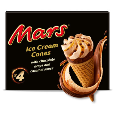 Mars Chocolate and Caramel Ice Cream Cones 4 x 110ml - ASDA Groceries